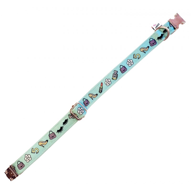 designer inspired dog collar, Chanel dog collar, textile quick release ...